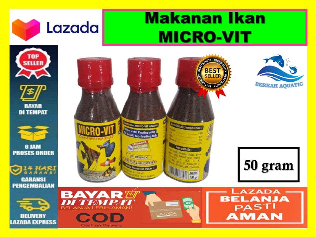 Micro Vit Microvit Aquascape Fish Pellet 50 gram Makanan Ikan Hias ...