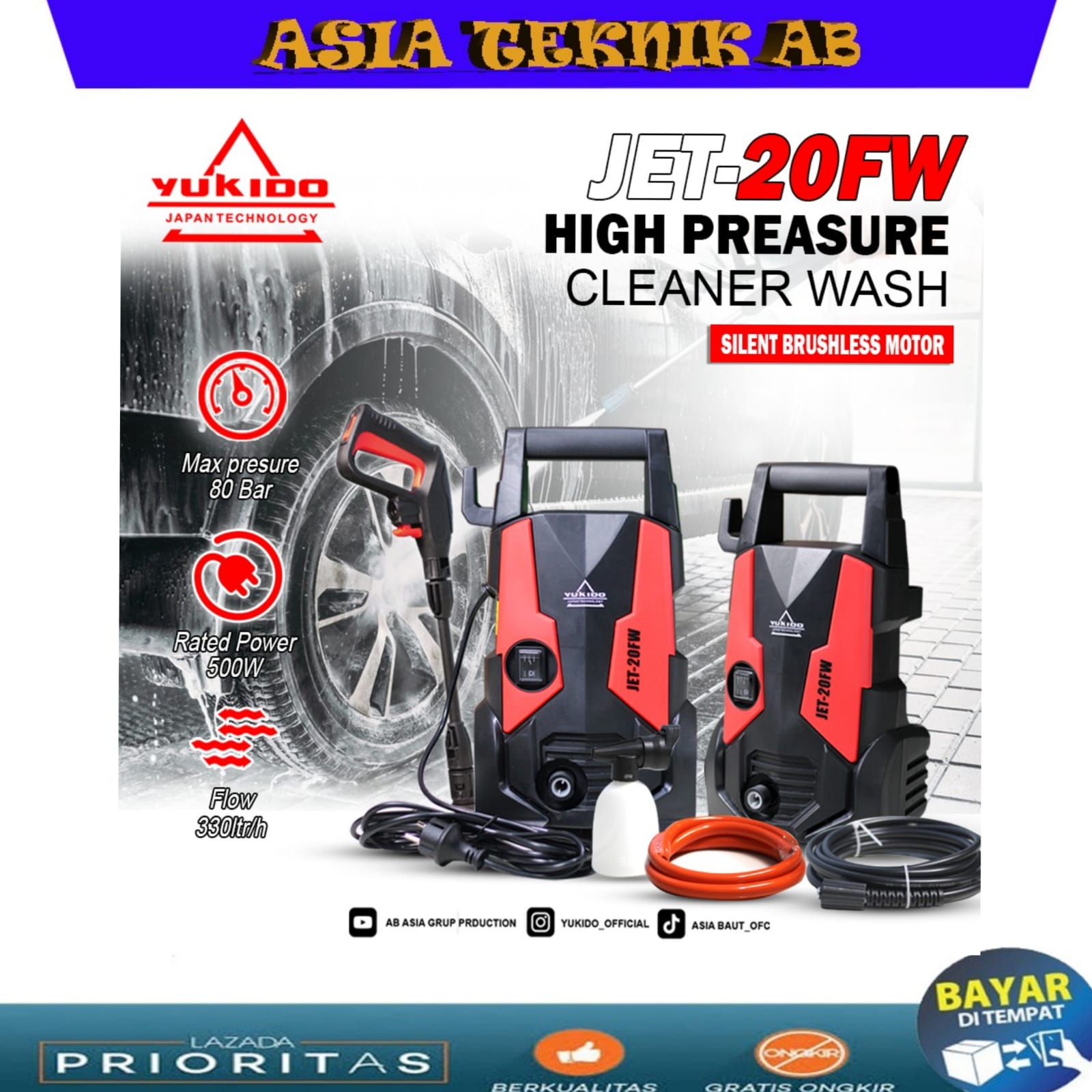 Mesin Steam Stim Motor Mobil YUKIDO JET 20 - YUKIDO HIGH PRESSURE WASHER / MESIN JET CLEANER JET ...
