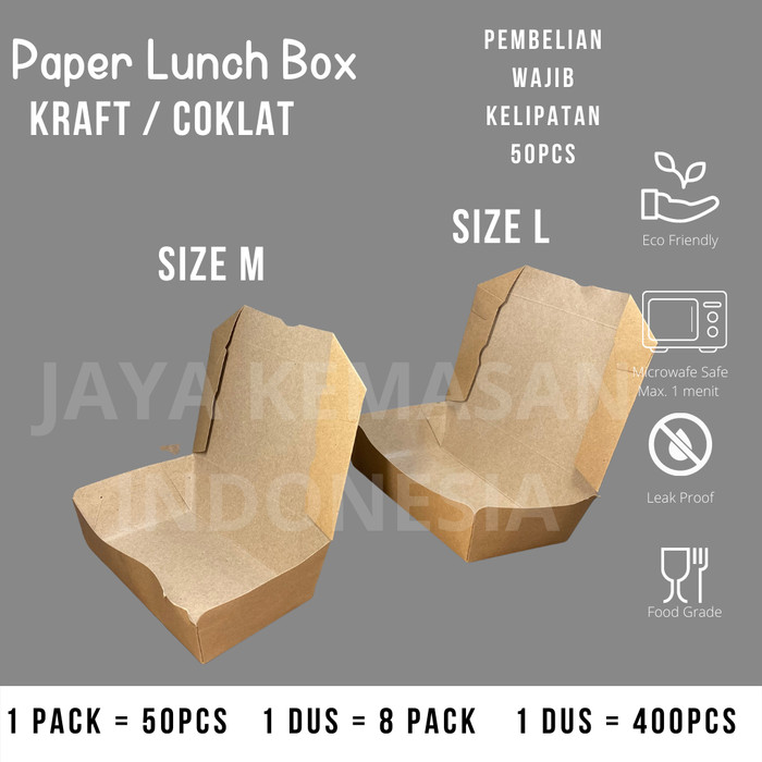 Paper lunch Box / Paper Lunch Box Kraft M / Lunch Box Kraft L | Lazada Indonesia