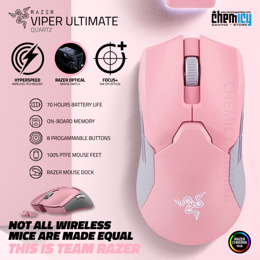 Razer Viper Ultimate Quartz Pink Hyperspeed Wireless Gaming Mouse ...
