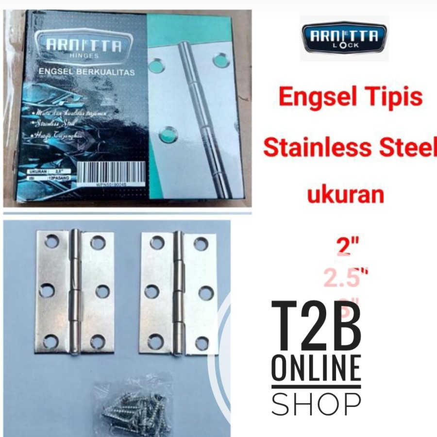 Engsel Tipis Arnetta 2" , 2-1/2 dan 3 inch stainless steel plus scrup ...