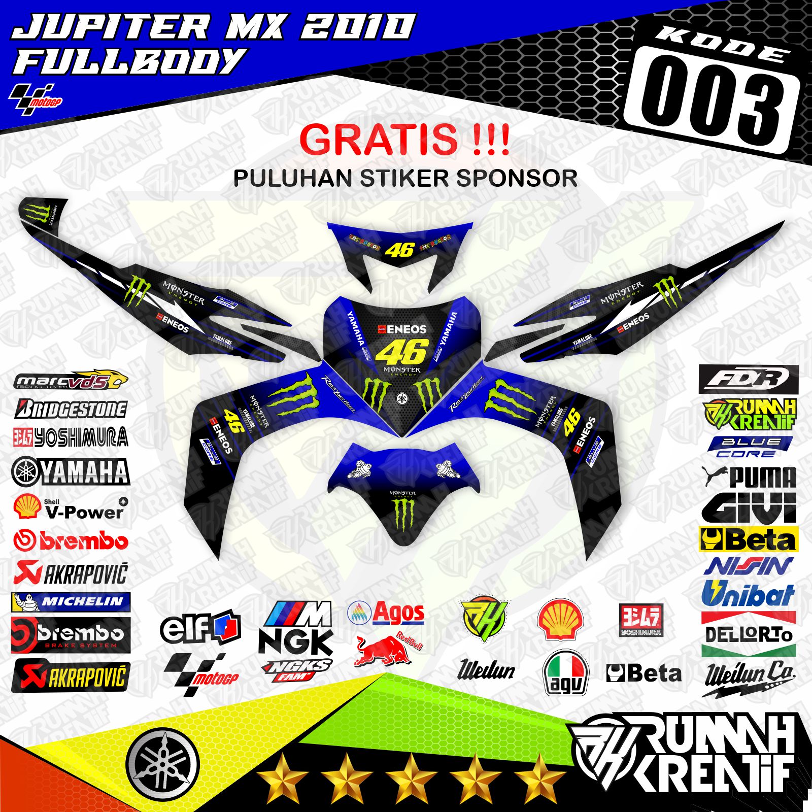 DECAL STIKER Jupiter MX 2010 Ke Bawah Fullbody BIRU MOTOGP 03 | Lazada ...