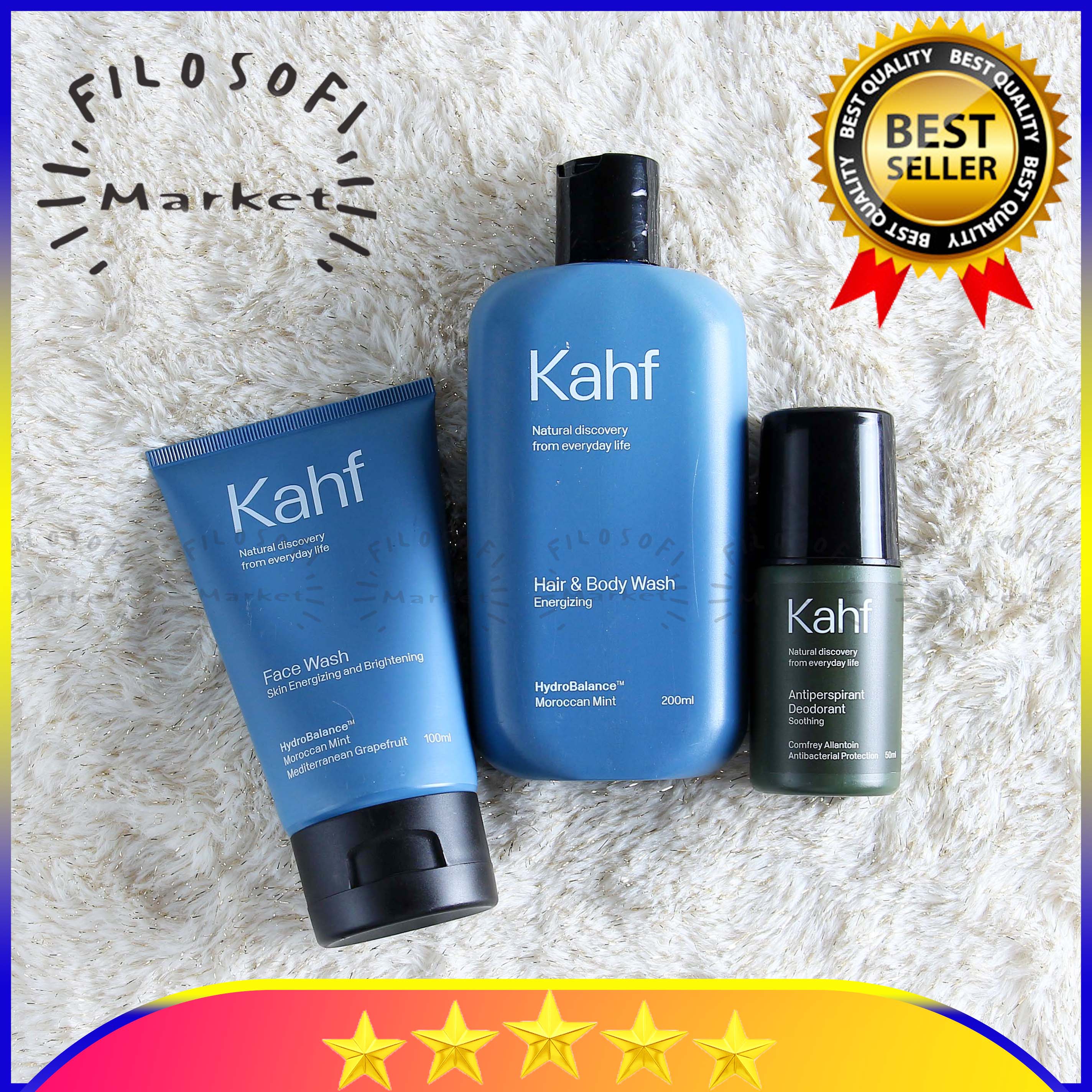 ORIGINAL PAKET Kahf Energizing Pack Facewash Sabun Badan Deodorant ...