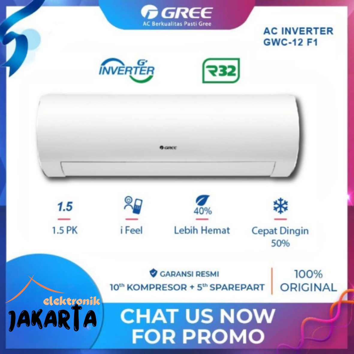 GREE AC 1.5 PK INVERTER F1 SERIES NEW MODEL PAKET PEMASANGAN | Lazada ...