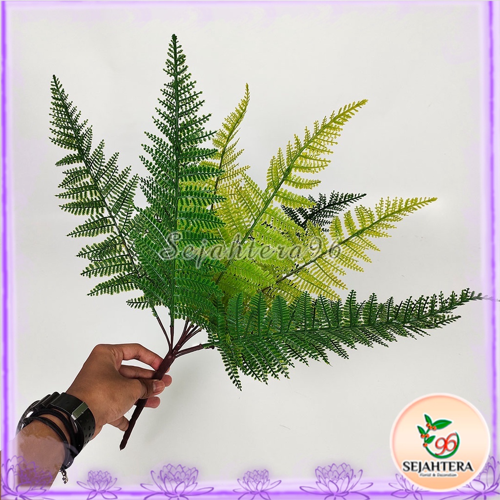 Daun Pakis Gelombang Cabang 9 - Daun Artificial - Palem plastik - Daun ...