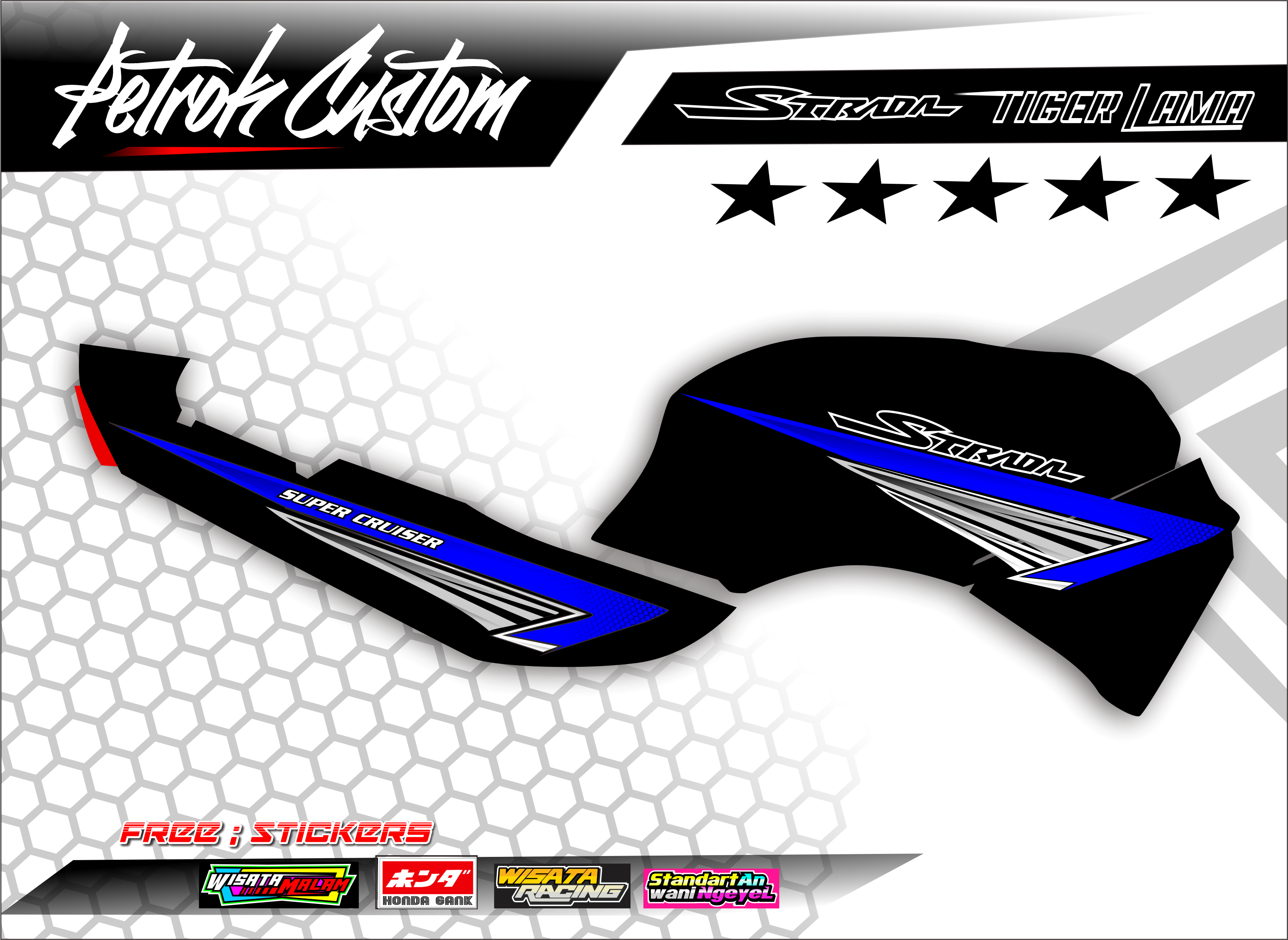 Stiker Striping Tiger Lama Tiger2000 Supercruiser Banyak Pilihan Warna ...