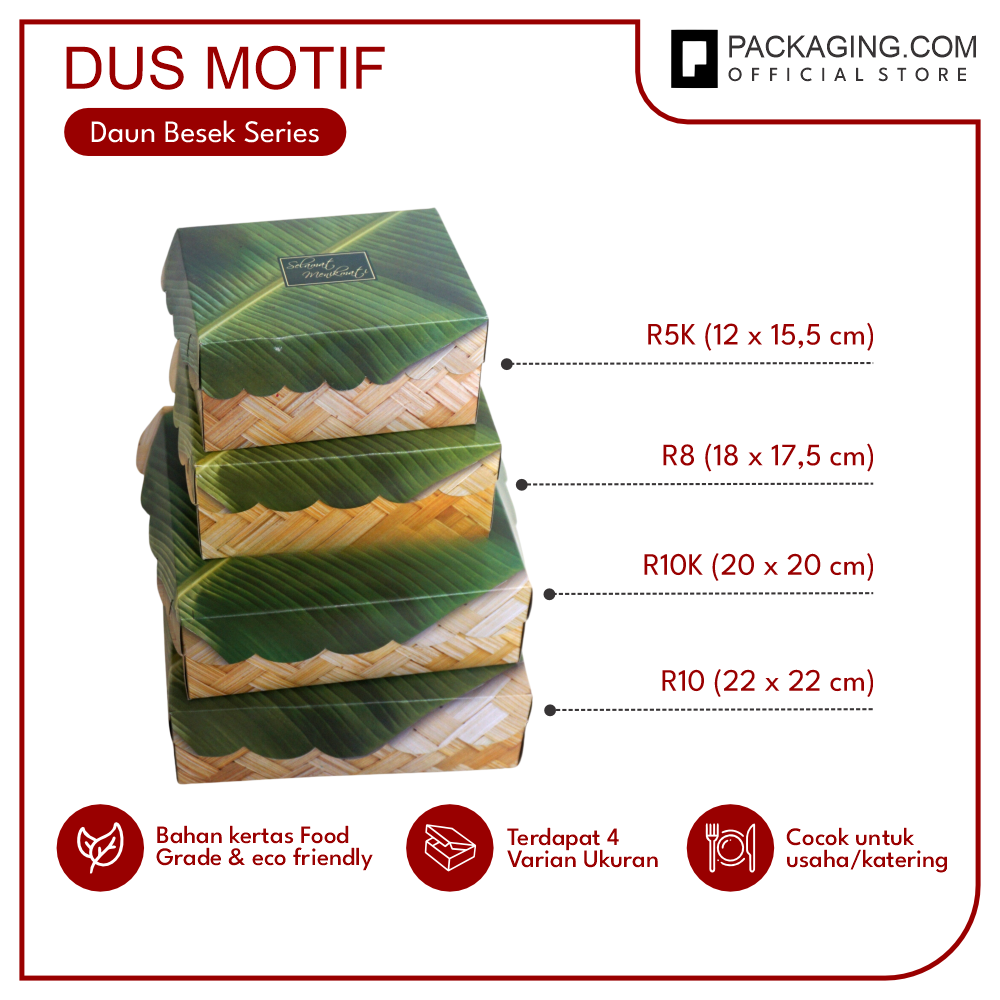 Dus Snack Ukuran Motif Daun R5 Isi 10Pcs Box Hajatan Kotak Makanan ...