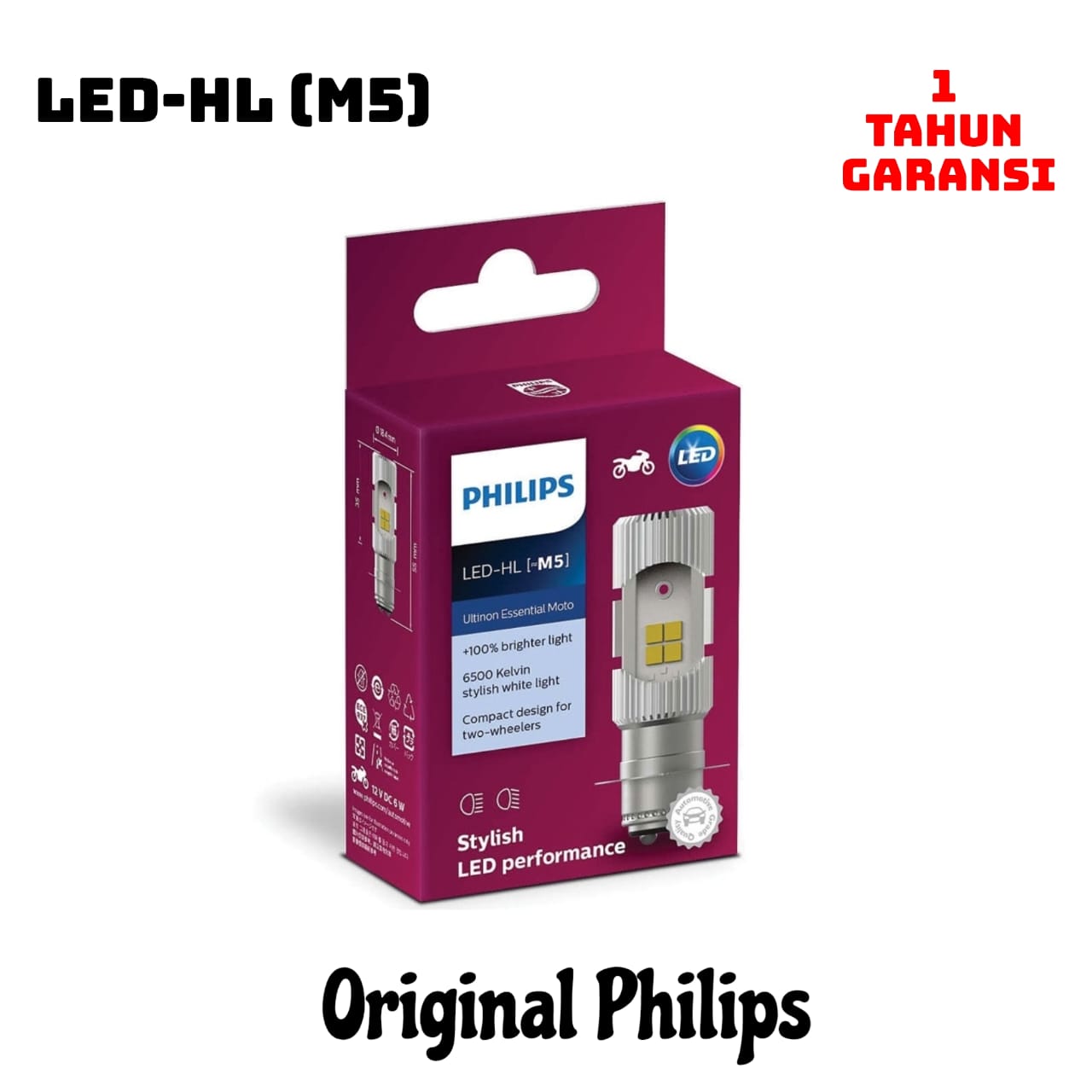 Lampu Depan Motor LED PHILIPS 2 Sisi LED-HL M5 HS1 ORIGINAL 100% ...