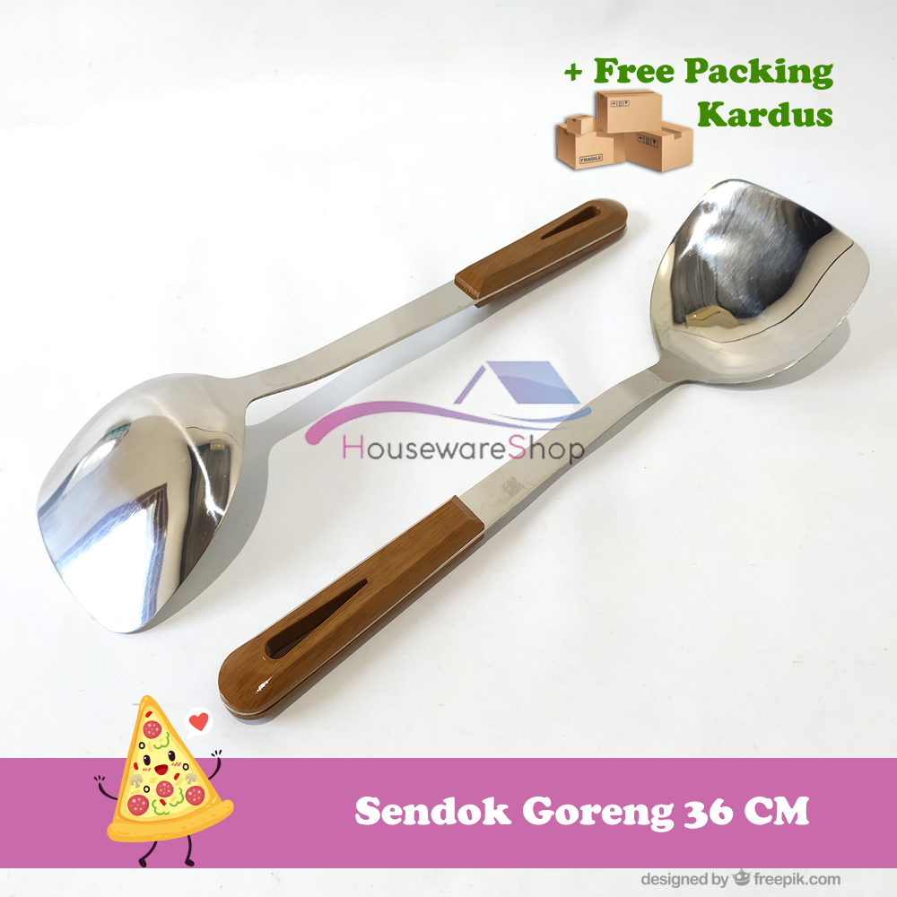 Sendok Goreng Gagang Kayu Anti Panas | Lazada Indonesia