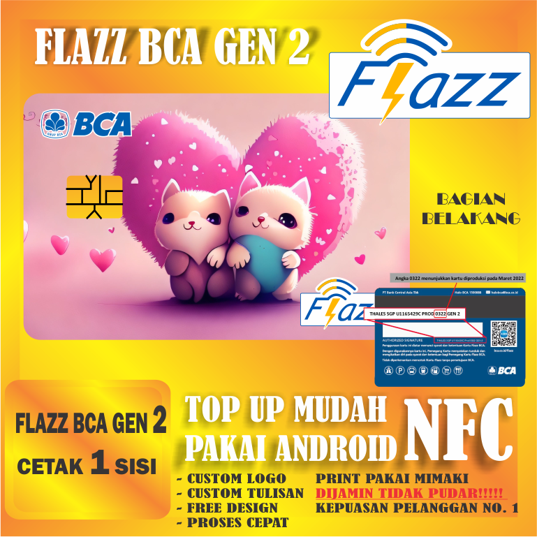 KARTU FLAZZ BCA GEN 2 CETAK 1 SISI CUSTOM GAMBAR 5 | Lazada Indonesia