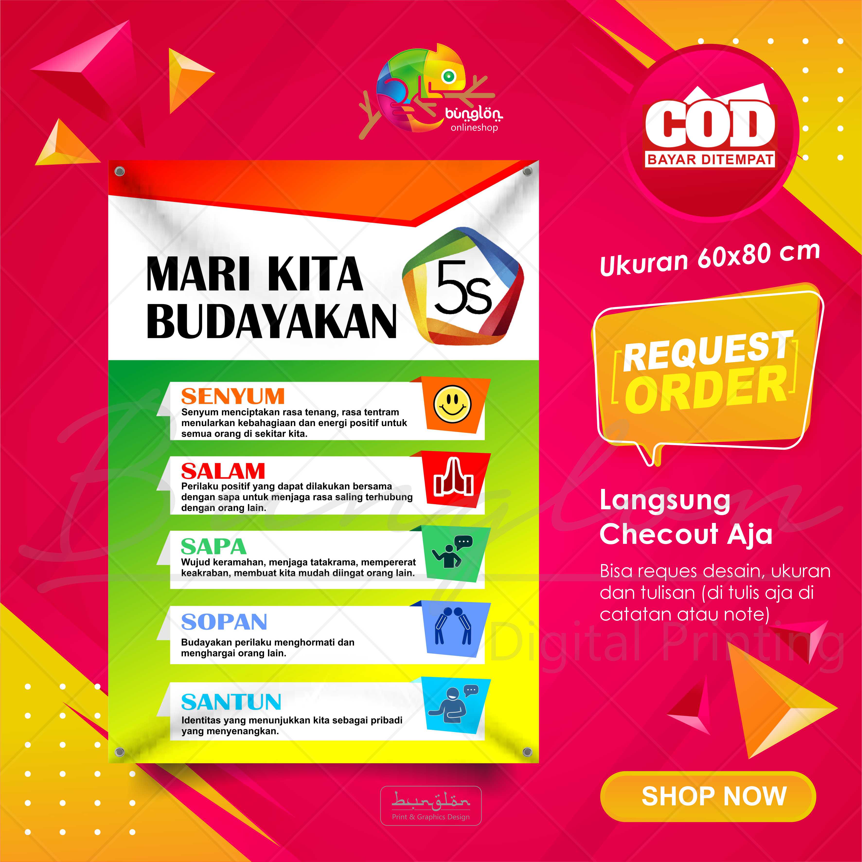 Spanduk & Banner Mari Budayakan 5S | Lazada Indonesia