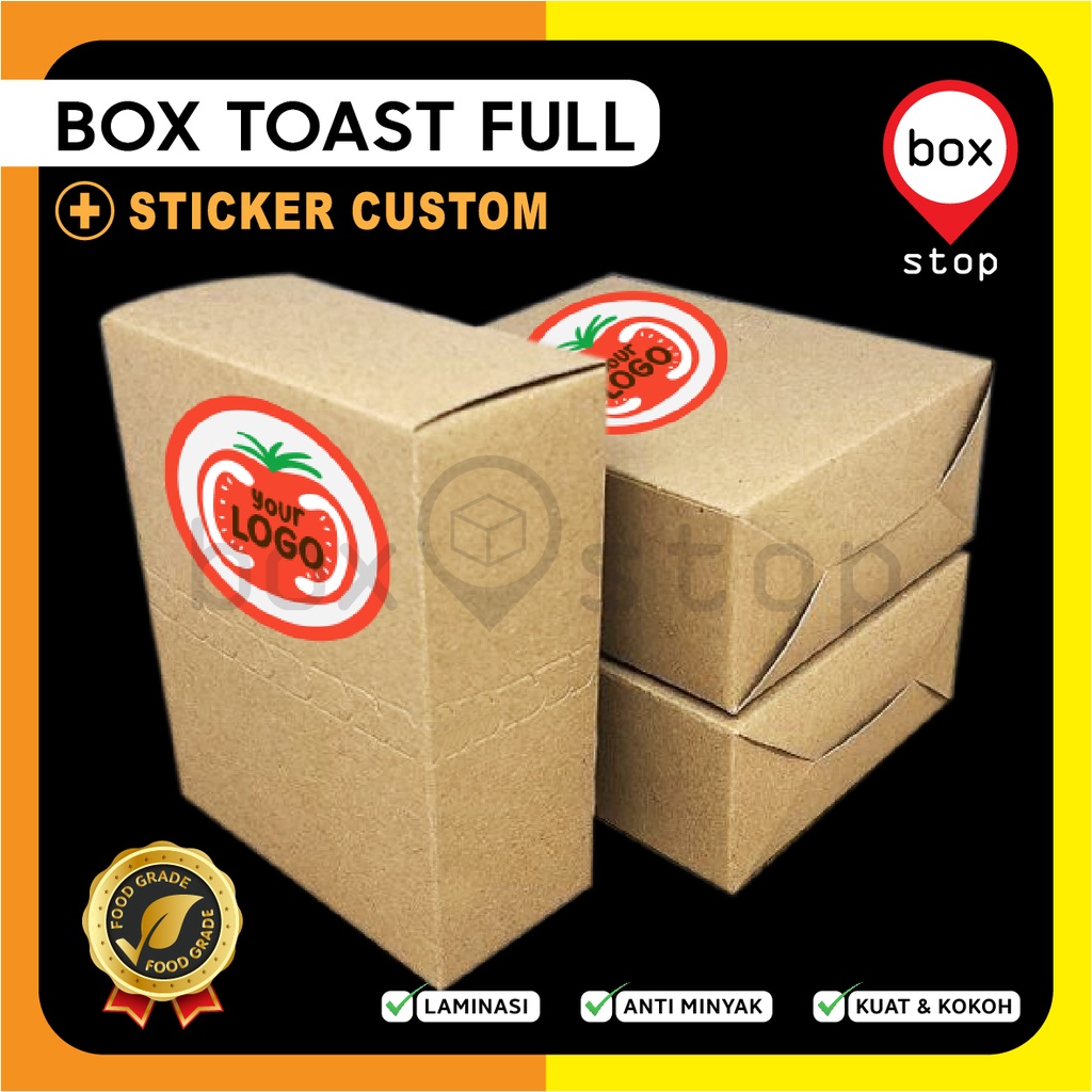 Box Toast - Dus Roti Bakar | FULL - KRAFT COKLAT + Stiker Custom (50 ...