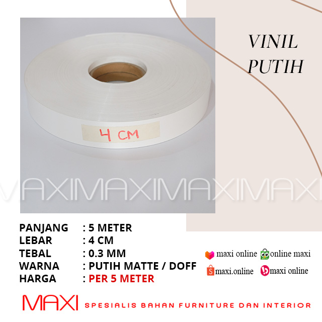 Edging Putih 40MM Vynil Plimir Vinil Putih Dop - 5 Meter | Lazada Indonesia