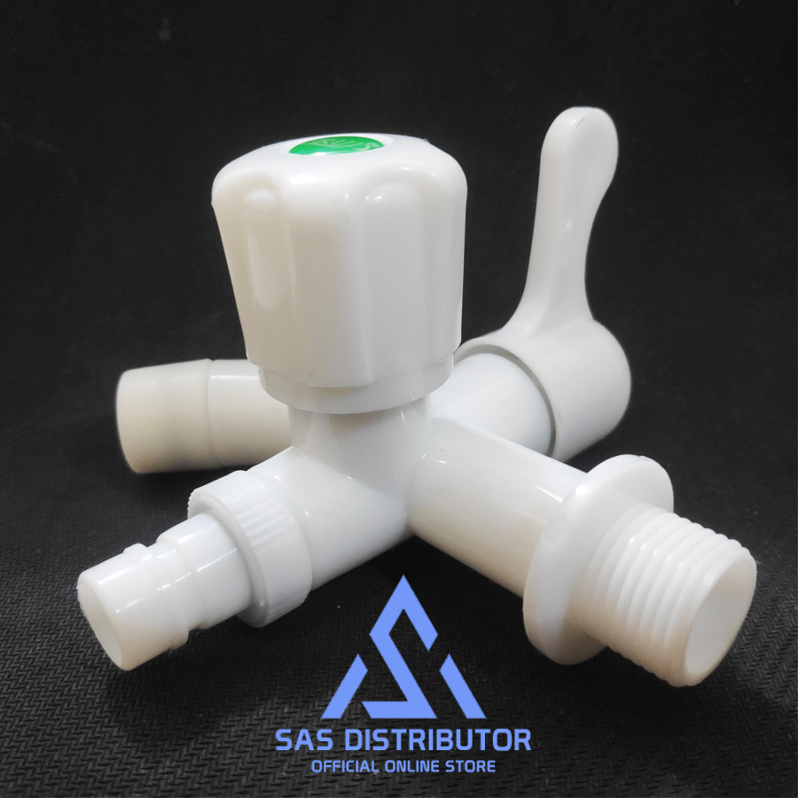 Kran Air Cabang Dua PVC Frud/Keran Tembok 1/2" inch Plastik/Kran 2 ...