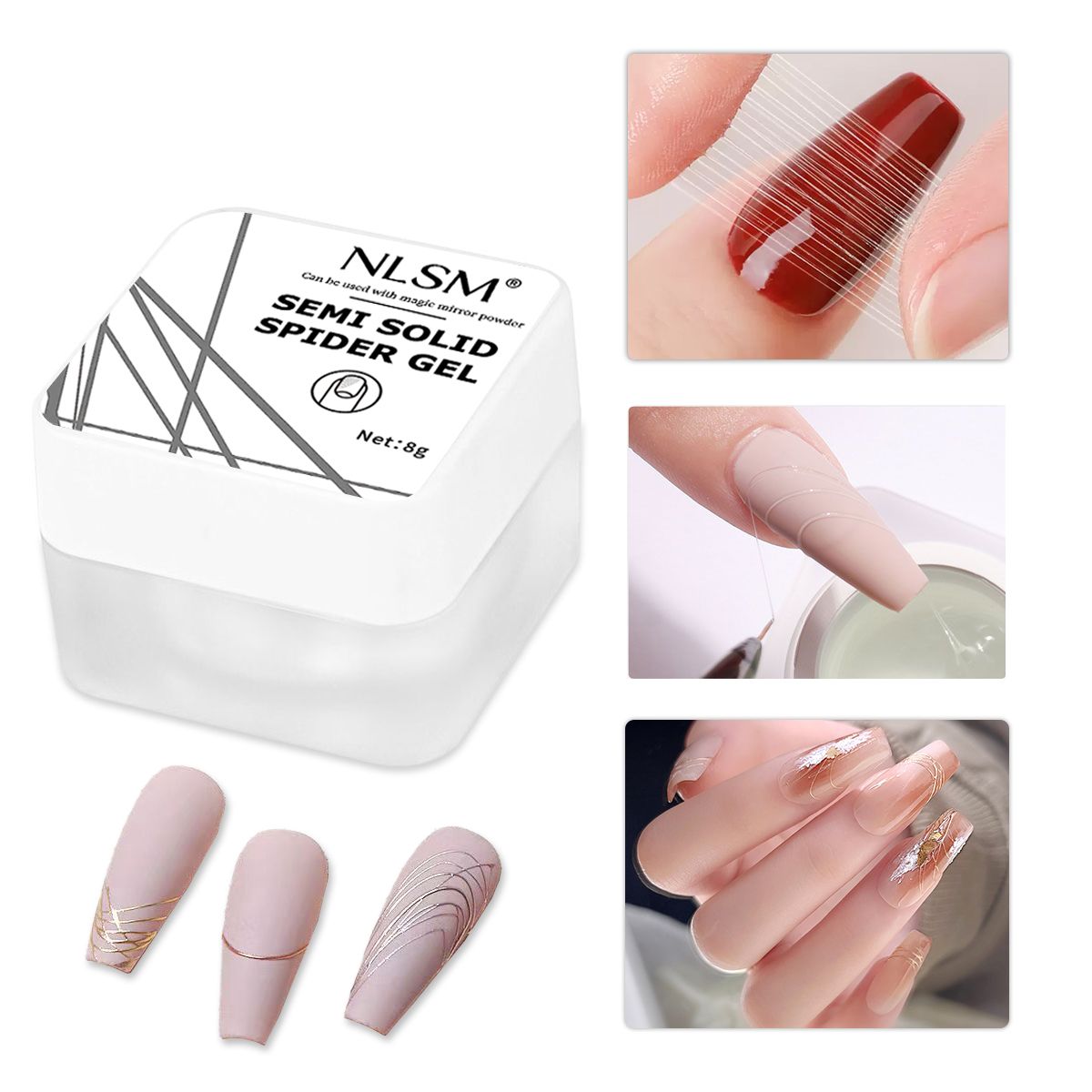 NLSM GEL SPIDER CLEAR GEL SEMI SOLID CHROME POWDER JAPAN NAILS / SPIDER ...