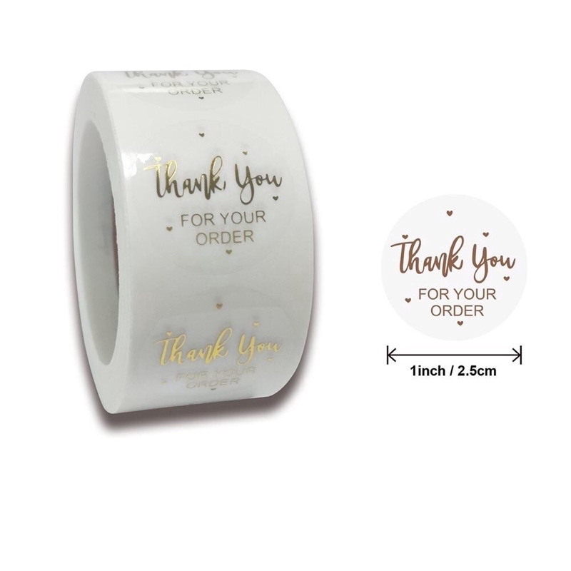Sticker Label Thank you ukuran kecil 2.5 cm 50 pcs Stiker Terima Kasih ...