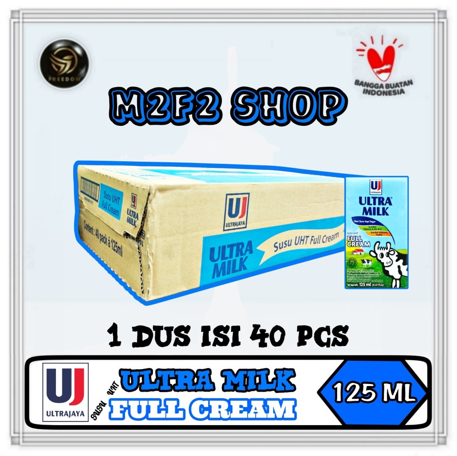 Susu Ultra Milk Rasa Full Cream Kotak UHT | Plain - 125 ml (Kemasan ...