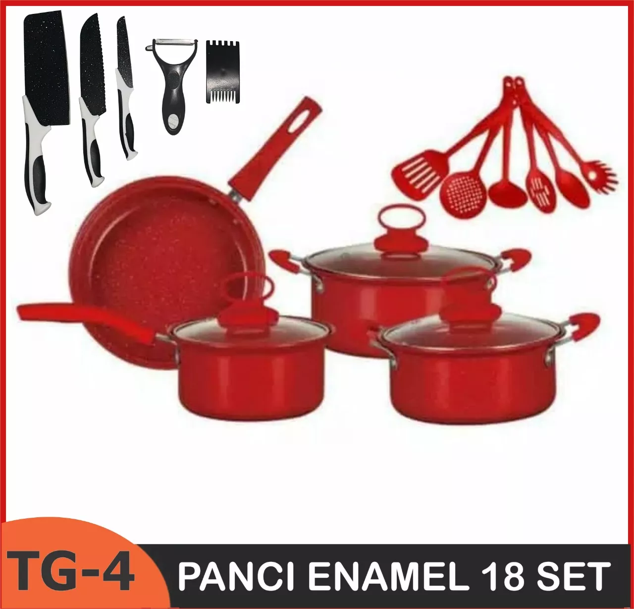 Panci 13 Set GRATIS 1 Set Pisau / Panci Sup Teflon Frypan Tutup Kaca ...