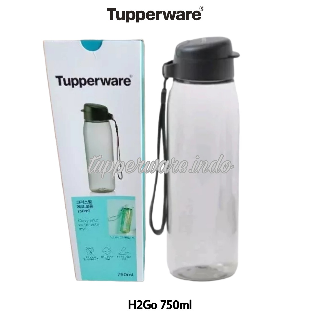 Tupperware H2Go 750ml hitam eco bottle botol minum air bawa bekal sehat ...