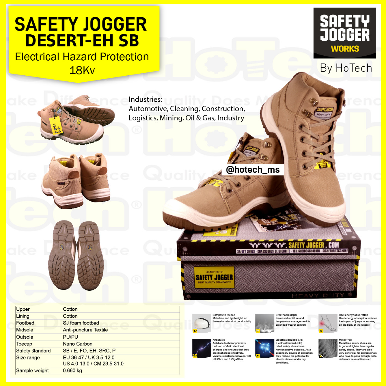 Sepatu Safety Jogger Electrical Hazard Protection 18KV Desert EH ...