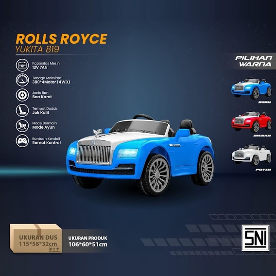 Mobil Listrik Mainan Anak Yukita 819 Roll Royce 4WD Motor 4 x 380 ...