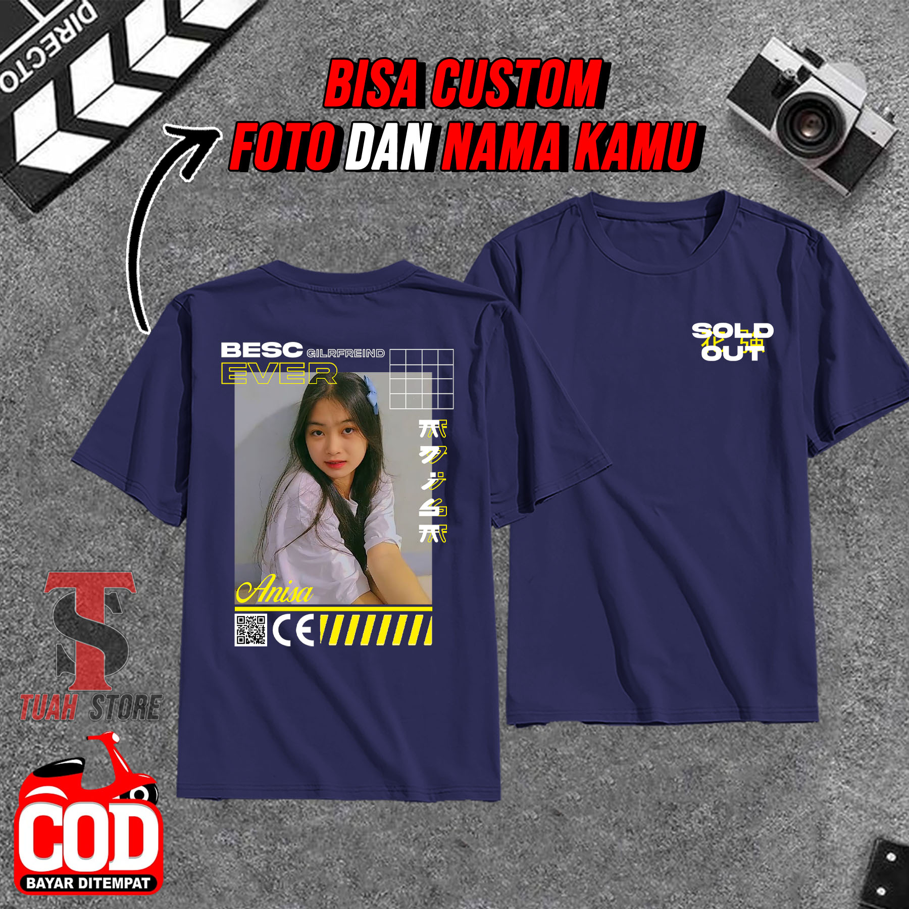 TUAH STORE CUSTOM KAOS COUPLE - BEBAS TAMBAH FOTO DAN NAMA - BEBAS ...