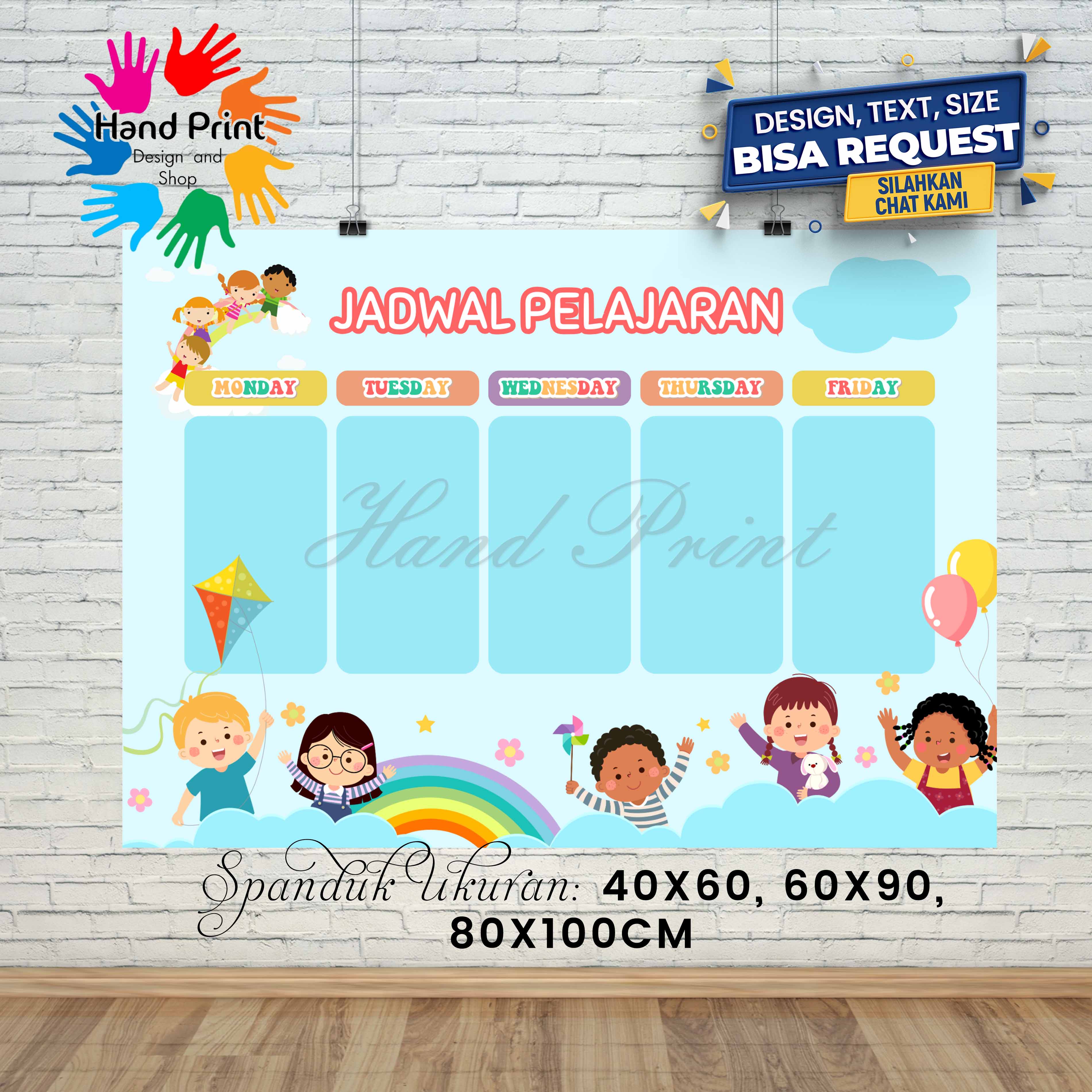 Cetak Spanduk Banner MMT Jadwal Pelajaran Biru 100x80cm Bisa Request ...