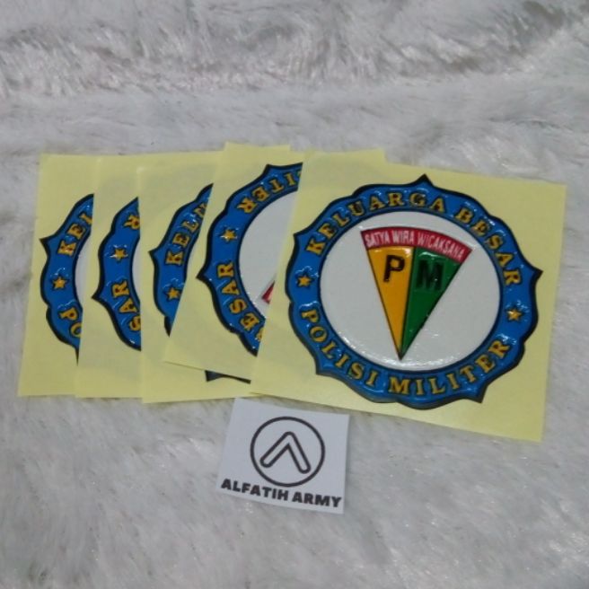 BELI 4 GRATIS 1 STIKER PM Timbul POLISI MILITER BULAT BIRU Embos ...