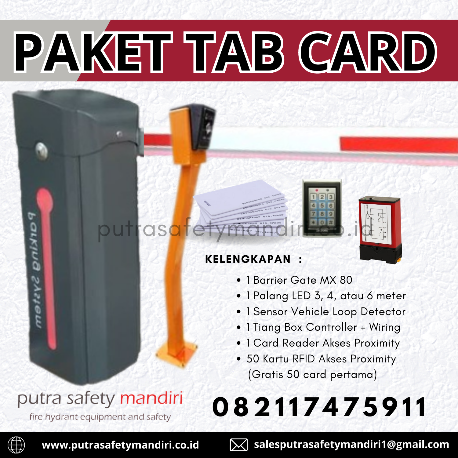 Paket Palang Parkir Otomatis Barrier Gate Boom Mx 80 Portal Led Tab 