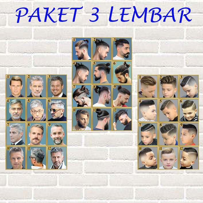 POSTER PANGKAS RAMBUT SALON DAN BARBER SHOP PAKET 3 LEMBAR DEWASA ...