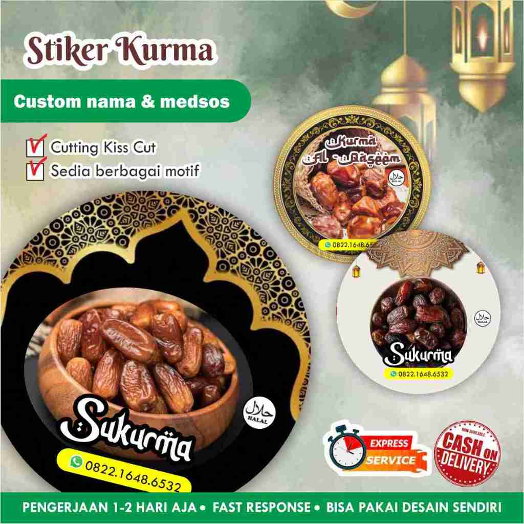 Stiker Kurma Cromo bulat / Stiker kemasan makanan / Label Makanan ...
