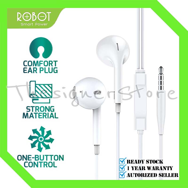 Headset Robot RE10 Wired Headset Wired Earphone Bass Smartphone ...