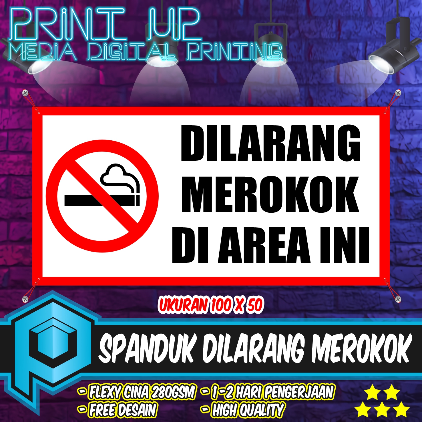 Banner Spanduk DILARANG MEROKOK/ Spanduk DILARANG MEROKOK / Ukuran 1X0 ...