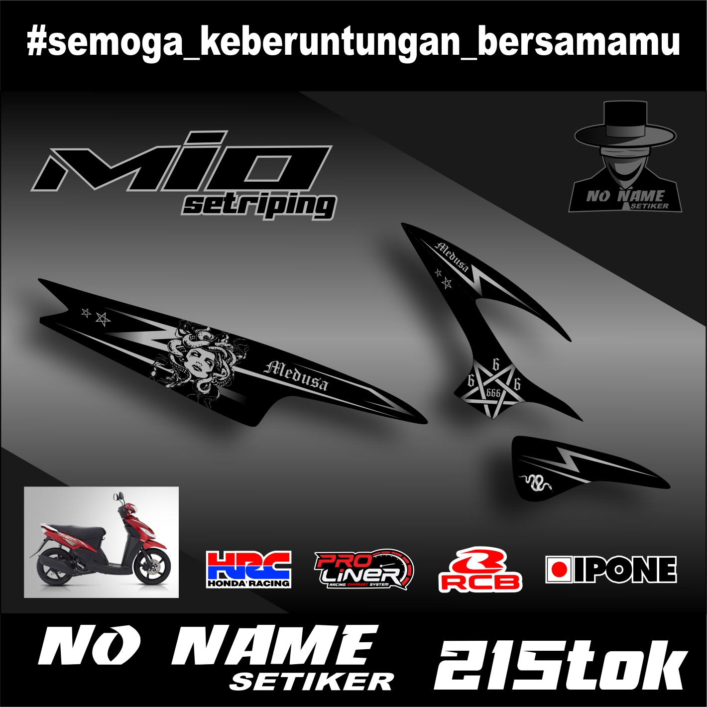 Stiker Striping Mio 110 Smile/Sporty (215tok) 2008 2009 2010 2012 2013 ...