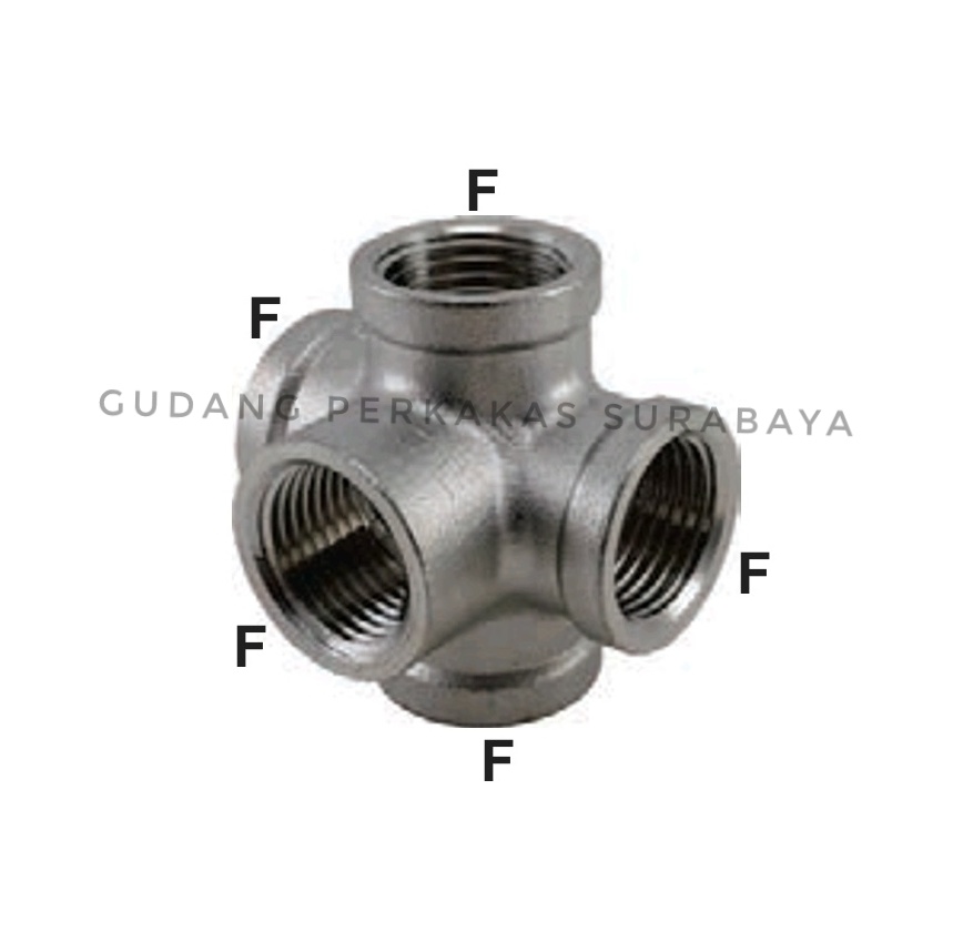 FIVE WAY CONNECTOR SUS304 SAMBUNGAN DRAT DALAM CABANG 5 PIPA STAINLESS 5 WAY FEMALE NAPLE ...