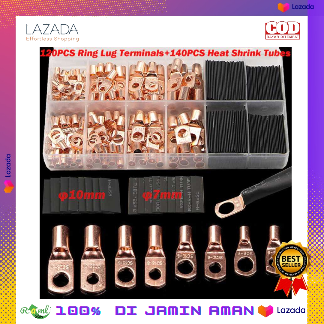 Ring Terminal Wire Crimp Connector Kit 120 PCS / ring lug terminal ...