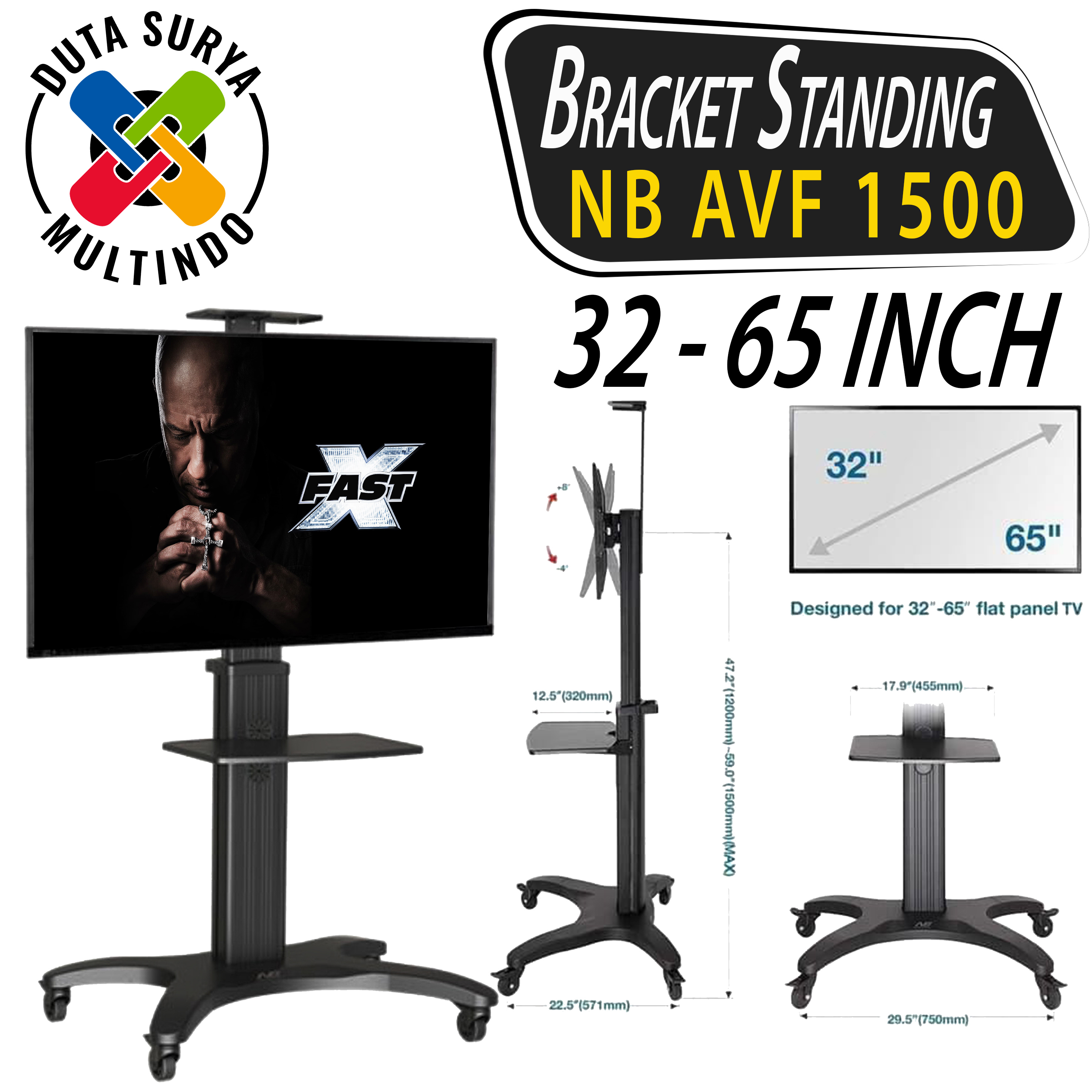 bracket braket tv standing NB AVF 1500 32 40 43 49 50 55 60 65 inch ...