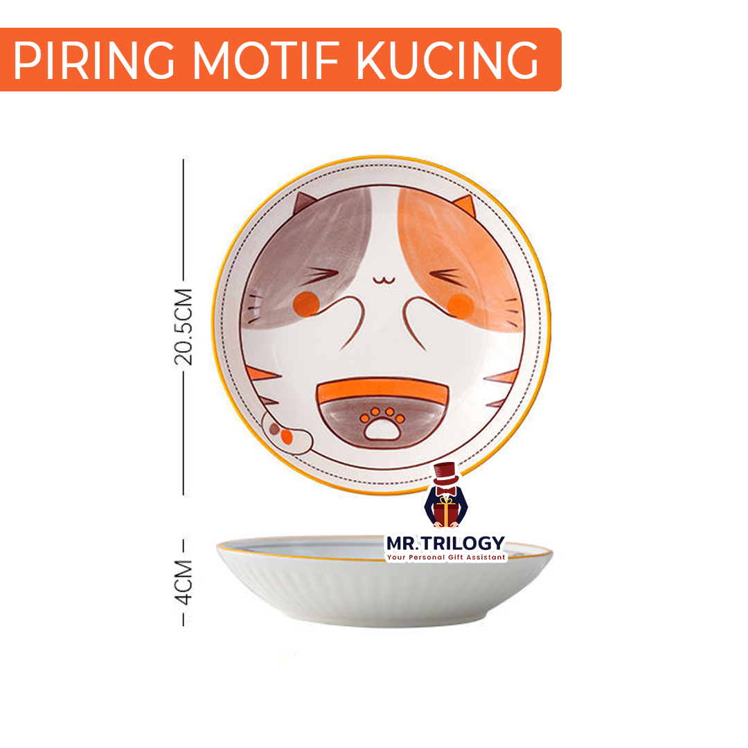 Piring Makan Keramik 8 Inch Motif Kartun Hewan Gajah Kucing Ayam Babi ...