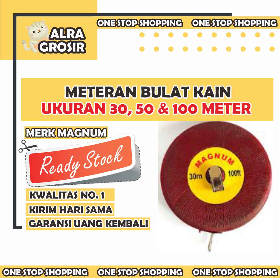 METERAN BULAT KULIT 30 50 100 METER / METERAN ROLL KAIN Meteran Roll ...