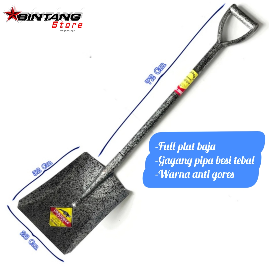 Sekop pasir baja asli cap crocodile-sekop gagang pipa besi berkualitas ...