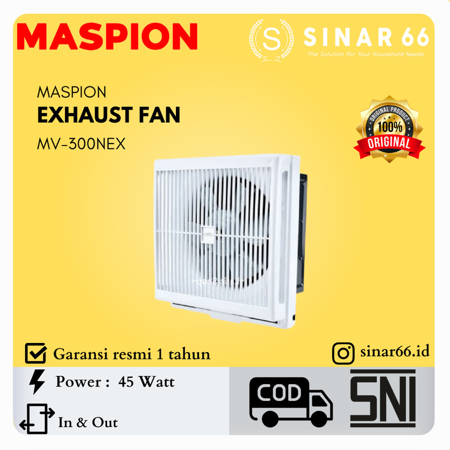 MASPION EXHAUST FAN MV-300 NEX KIPAS ANGIN HISAP VENTILASI EXOS ...
