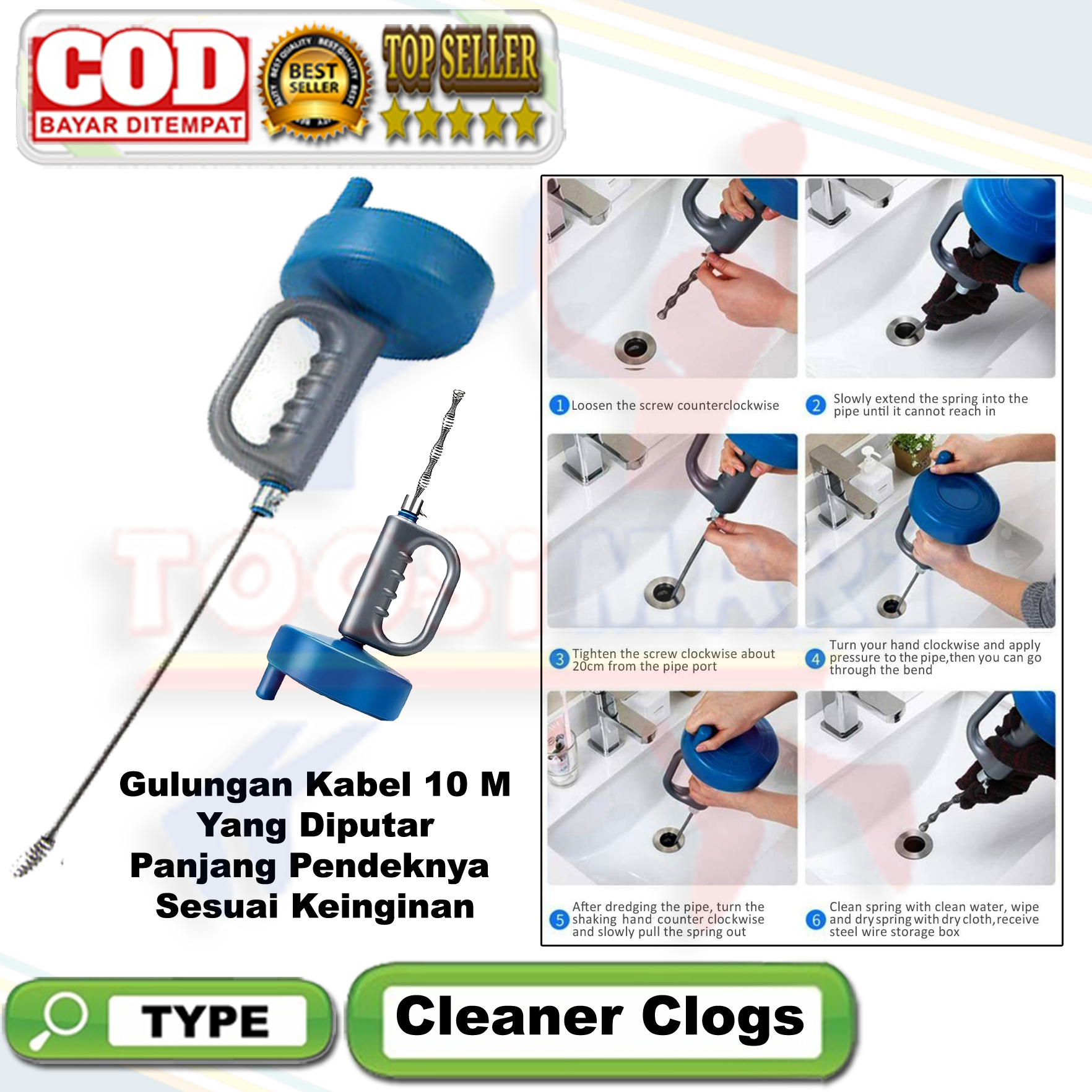 PIPE CLEANER Pembersih Saluran Pipa Air Tersumbat besttools pipe ...