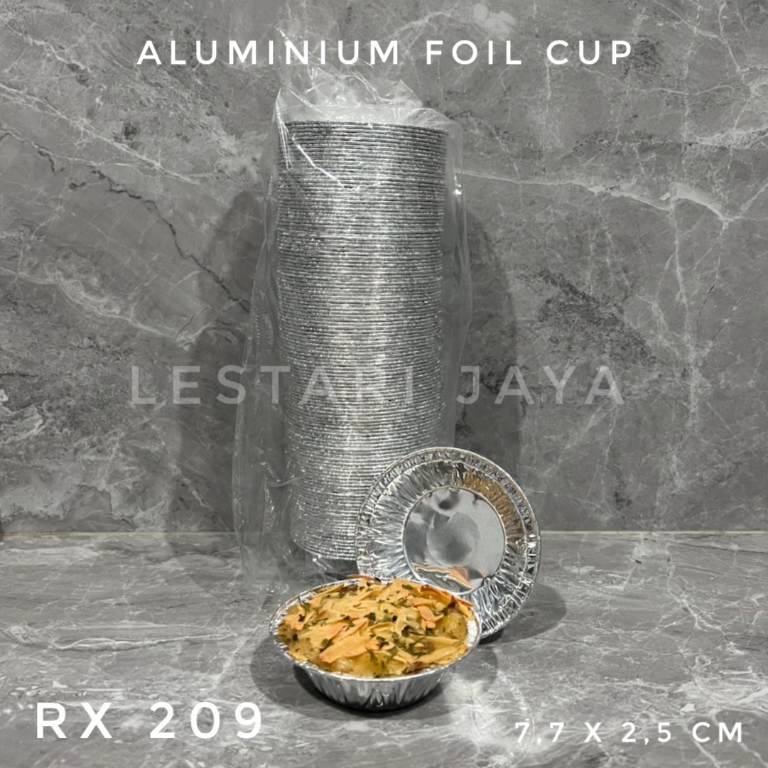 (25 Pcs) Alumunium Foil Cup Tray RX209 Wadah Kotak Pudding Pasta Kue ...