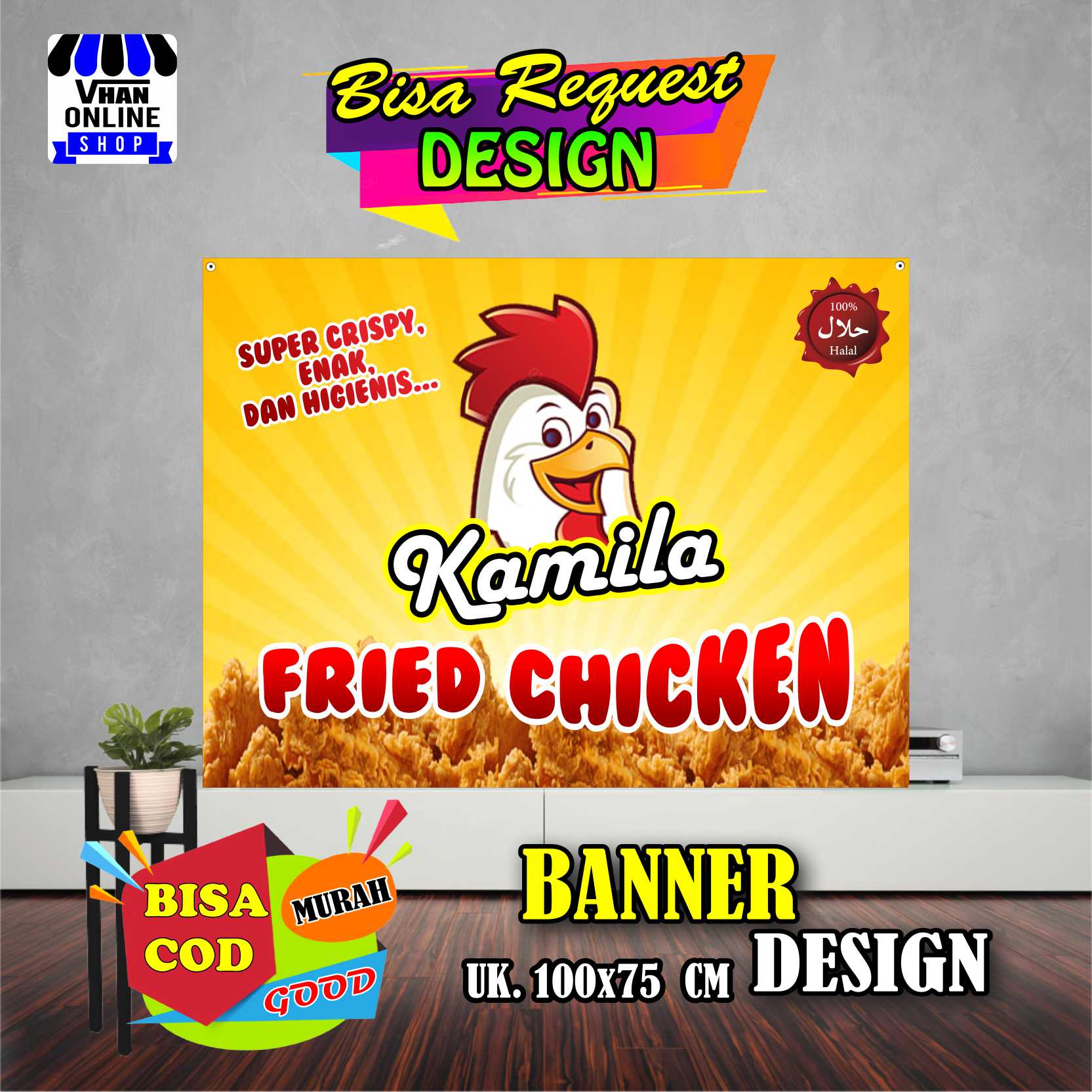 Spanduk Banner Jualan Fried Chicken, Ayam Geprek, Ayam Krispy Bagus ...