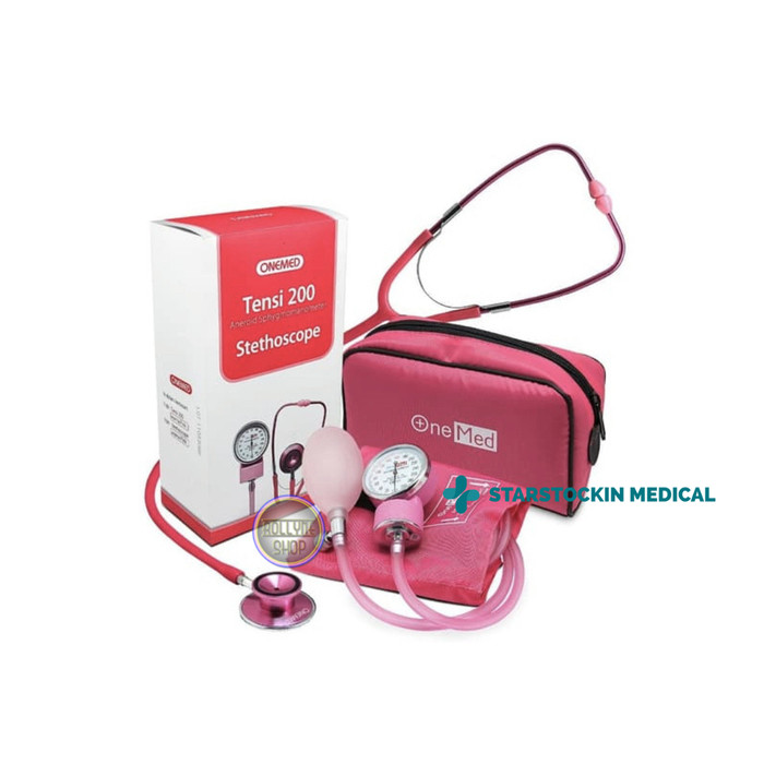 Tensimeter + Stetoskop Manual Onemed Tensi Aneroid 200 Pink | Lazada ...