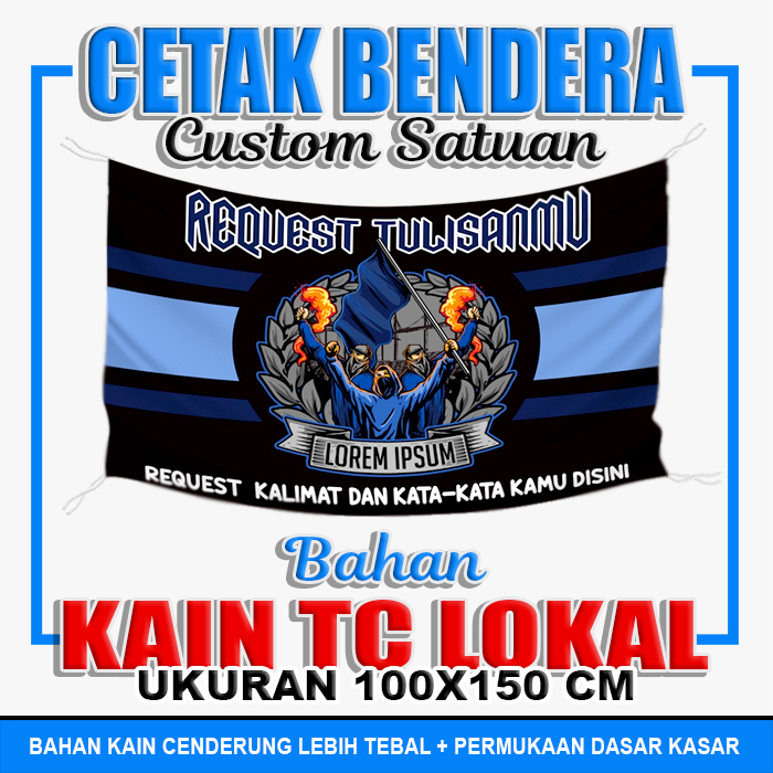Sablon Bendera Custom Satuan Desain Bebas 100x150 cm Kain TC Lokal ...