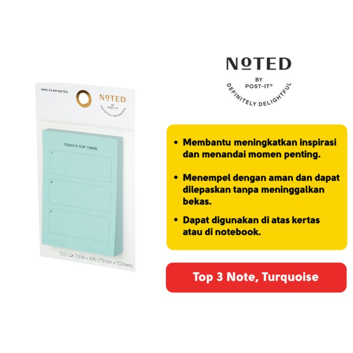 3M Noted by Post-it Top 3 Notes Kertas Memo Turquoise NTD-34-TQ ...