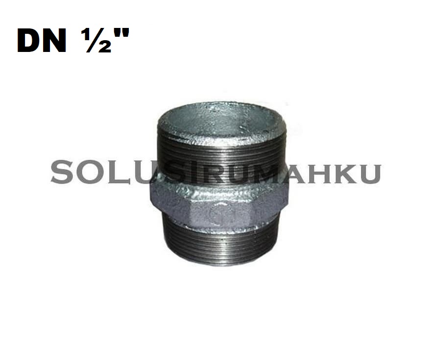 Double Nepple Galvanis 1/2” Dobel Dua Nepel Nipple Nipel Besi 1/2 ...