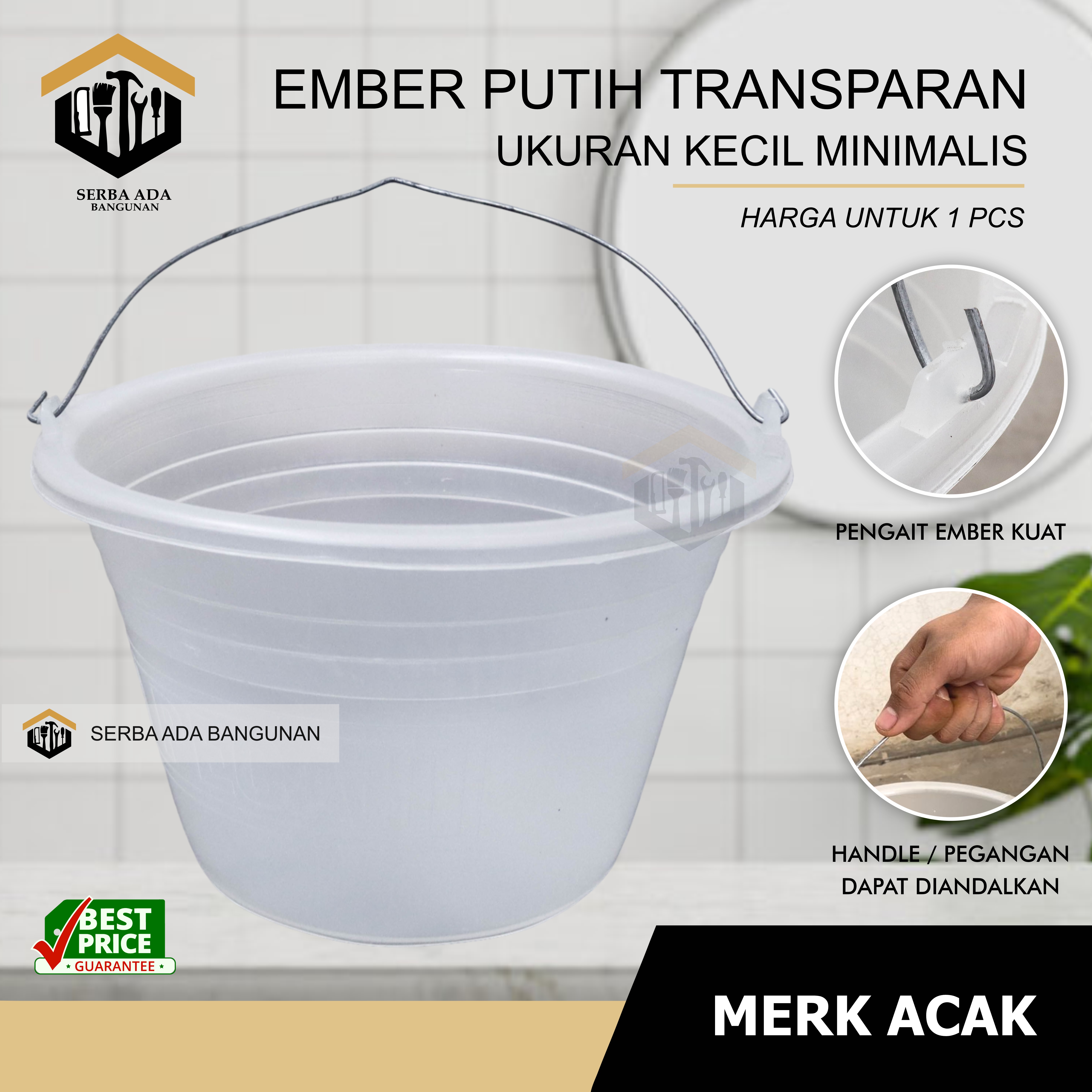 Ember Plastik WARNA KECIL Transparan Putih Bening Ember Cor Anti Pecah ...