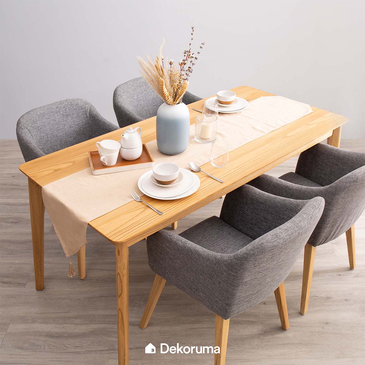 Dekoruma Temma Meja Makan Minimalis Kayu 160 cm | Dining Table | Lazada ...